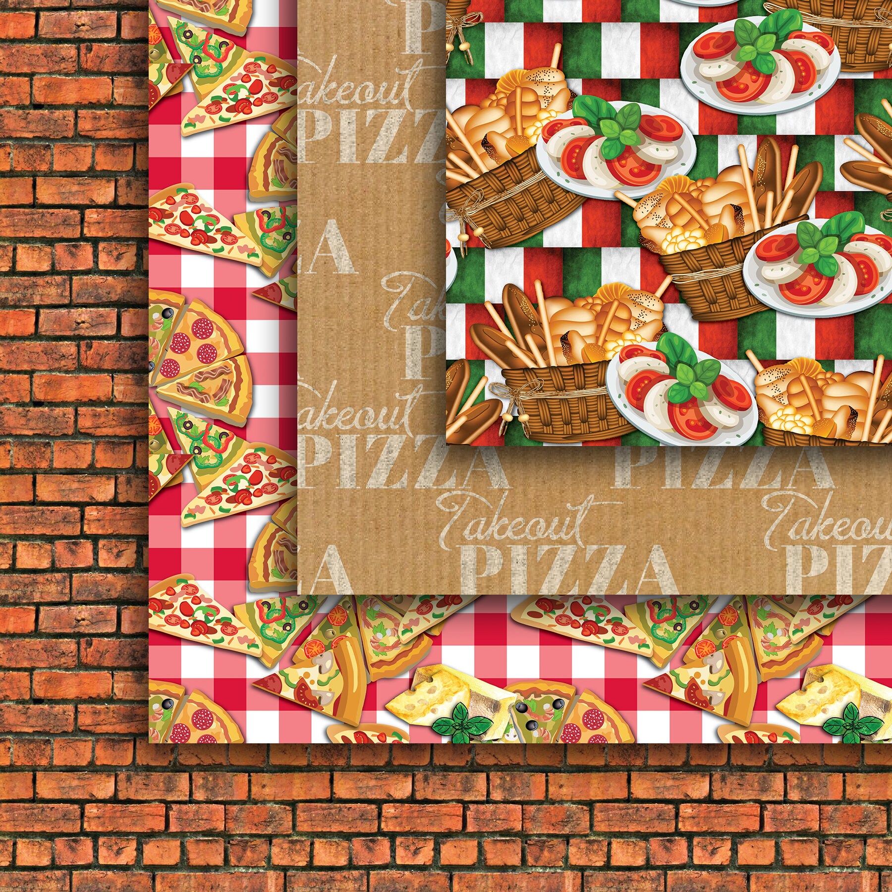Pizza Seamless Digital Paper Pack Italian Seamless Digital | Etsy