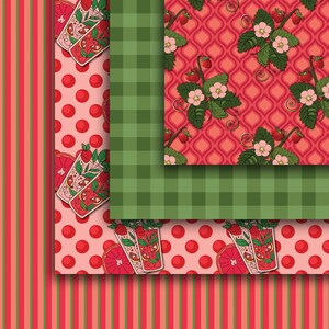 Strawberry Digital Paper Pack, Fruit Digital Paper Pack, Cocktail ...