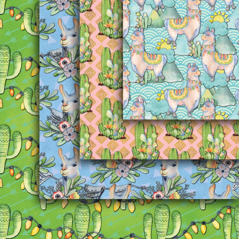 Llama Seamless Digital Paper Pack, Alpaca Digital Paper Pack, Pastel ...