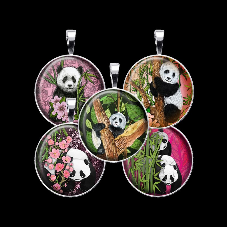 Panda Digital Collage Sheet, Cherry Blossom Collage, Bamboo Collage ...
