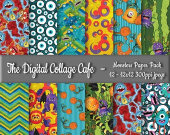 Monsters , Printable Digital Paper Pack - Etsy UK