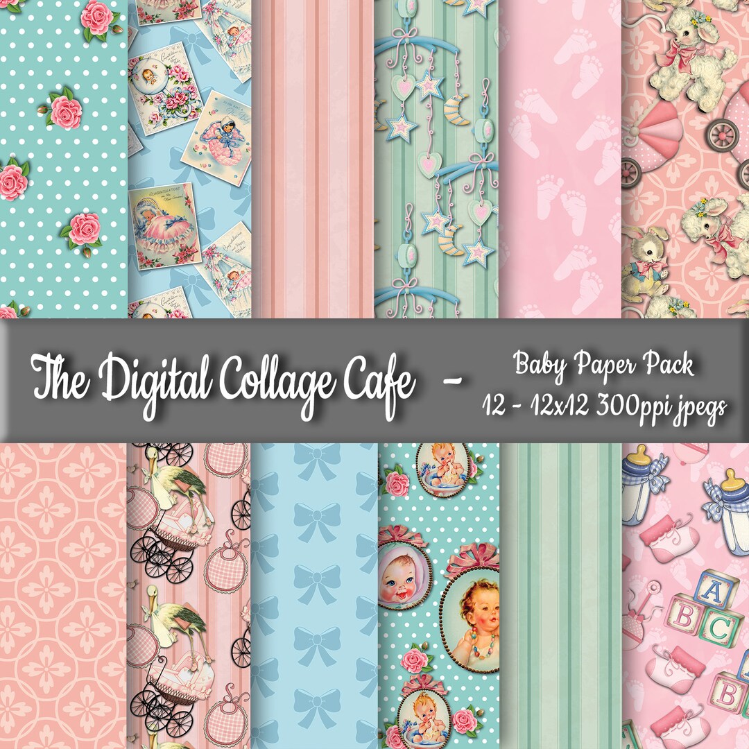 Baby Seamless Digital Paper Pack, Baby Shower Scrapbook Paper, Baby ...