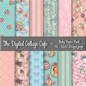 Baby Seamless Digital Paper Pack, Baby Shower Scrapbook Paper, Baby ...