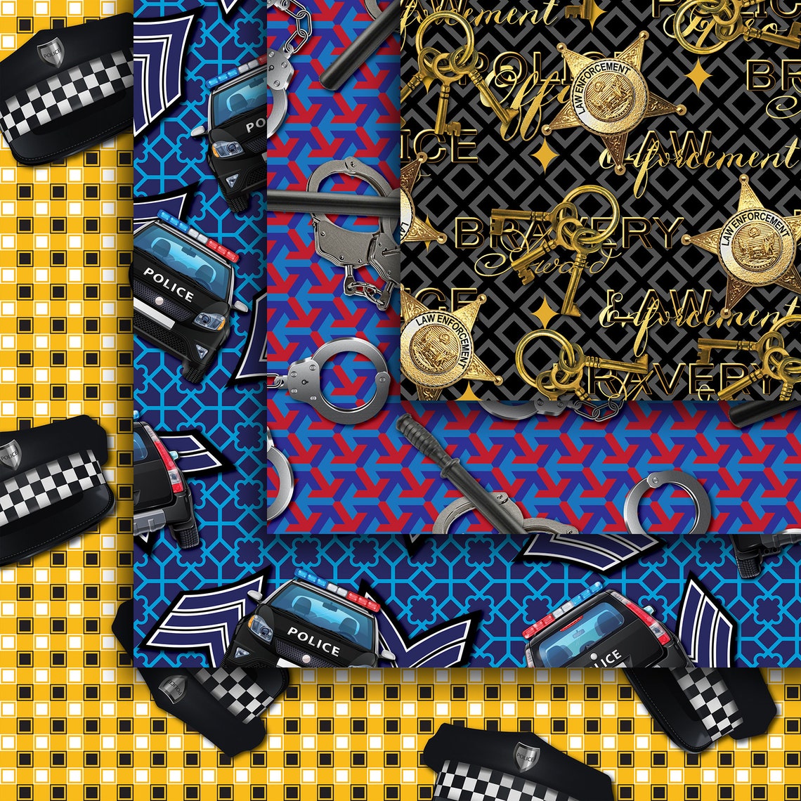 Police Seamless Digital Paper Pack, Law Enforcement Digital Paper Pack ...