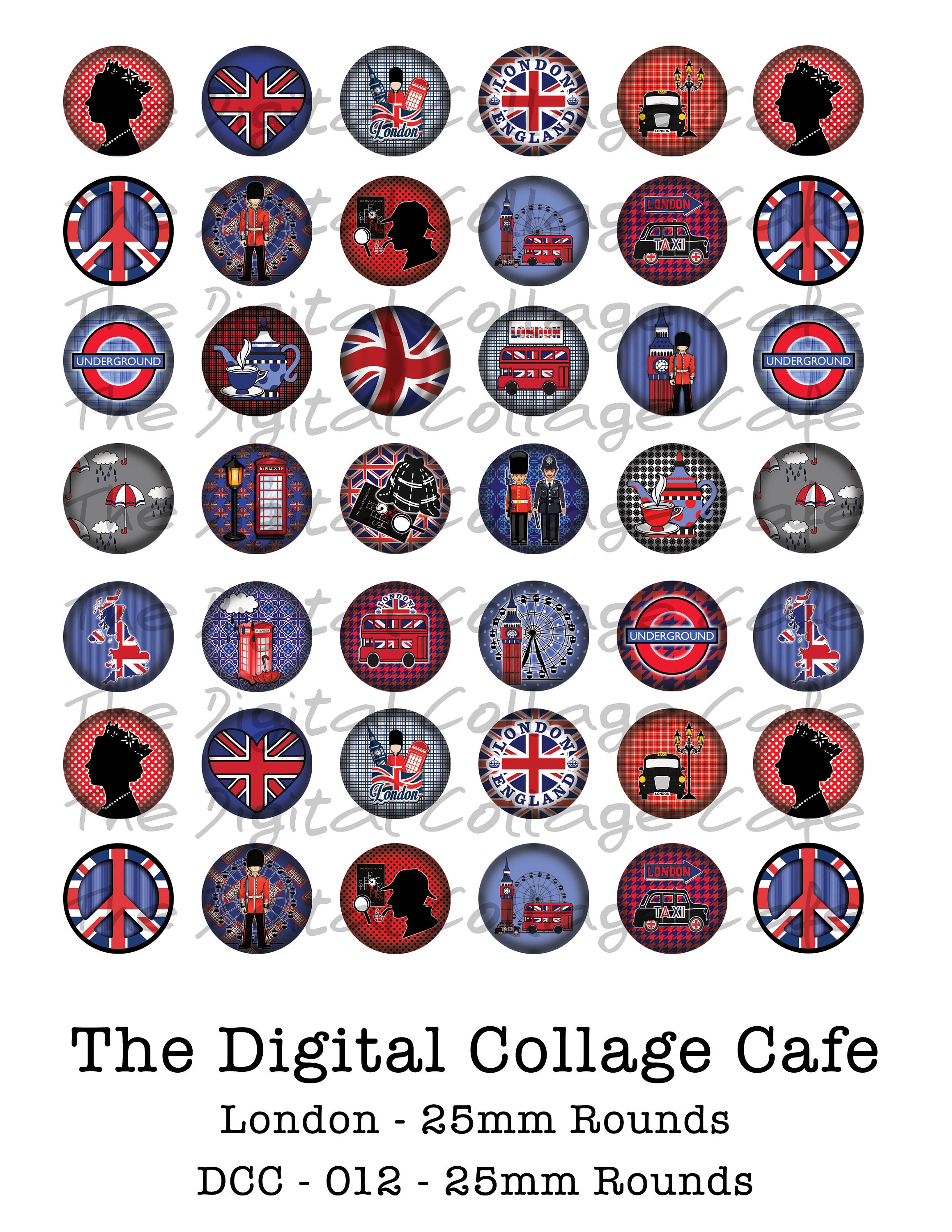 London Digital Collage Sheet DCC012 - England Collage, British Collage ...
