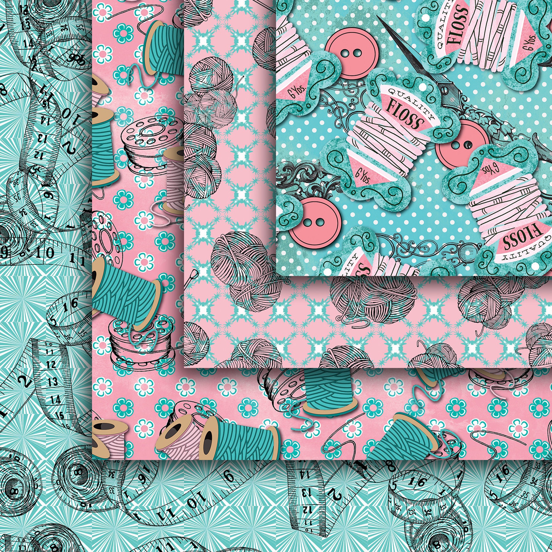 Sewing Seamless Digital Paper Pack Knitting Digital Paper - Etsy