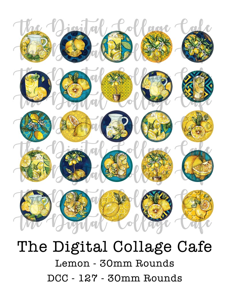 Lemon Digital Collage Sheet, Fruit Collage, Lemonade Collage - DCC127 ...