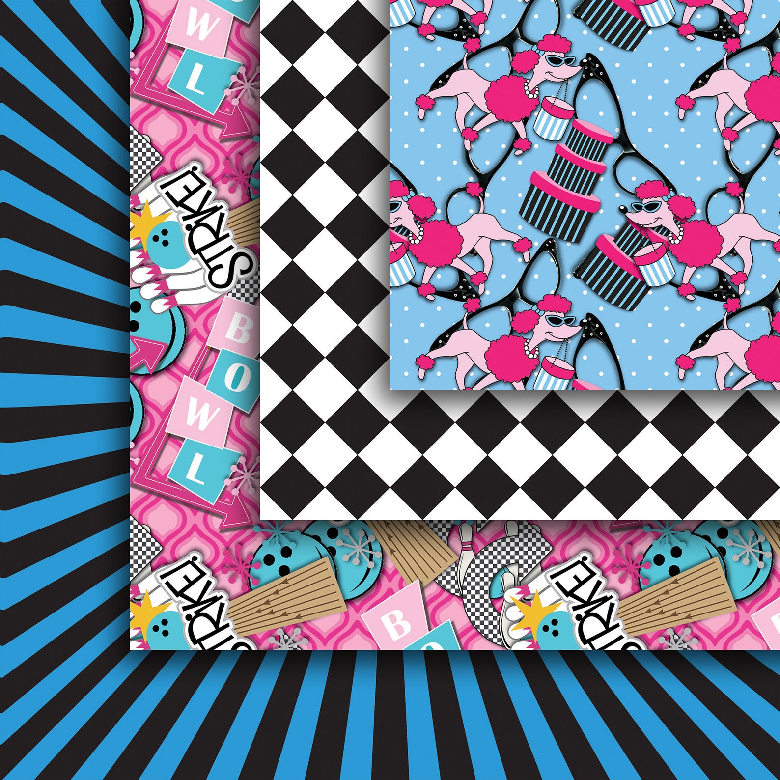 Fifties Seamless Digital Paper Pack Scrapbook Paper, 50s Digital Paper ...