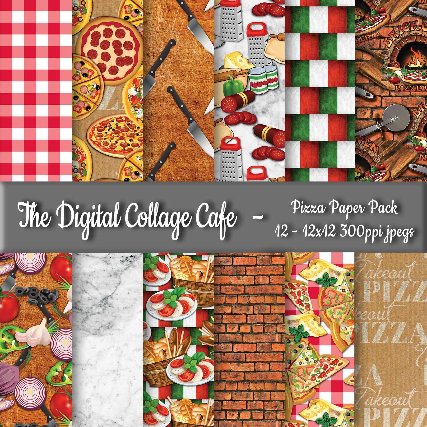 Pizza Seamless Digital Paper Pack Italian Seamless Digital | Etsy