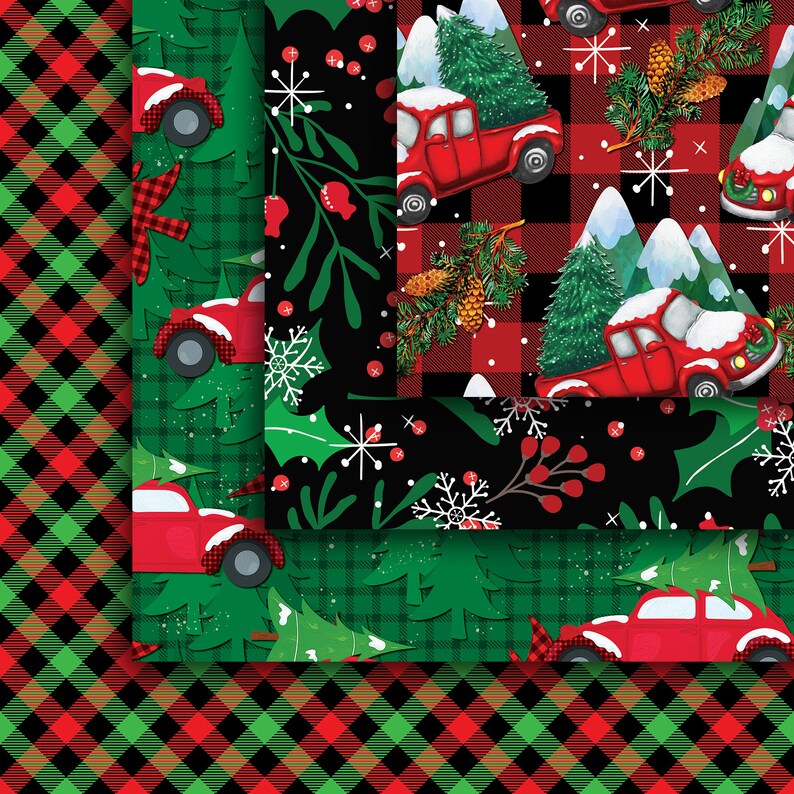 Country Christmas Seamless Digital Paper Pack, Holiday Digital Paper ...