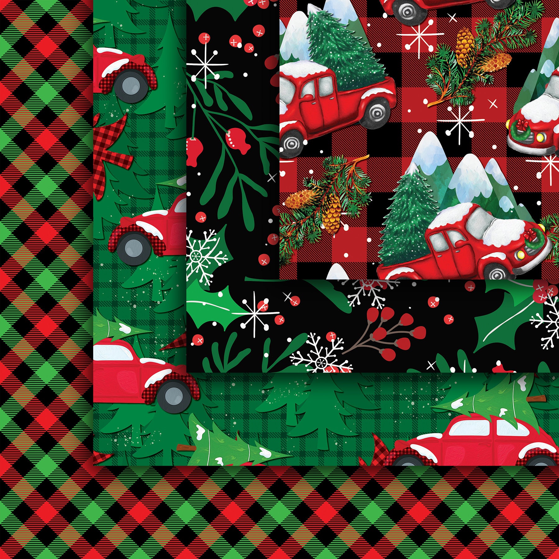 Country Christmas Seamless Digital Paper Pack Holiday Digital - Etsy