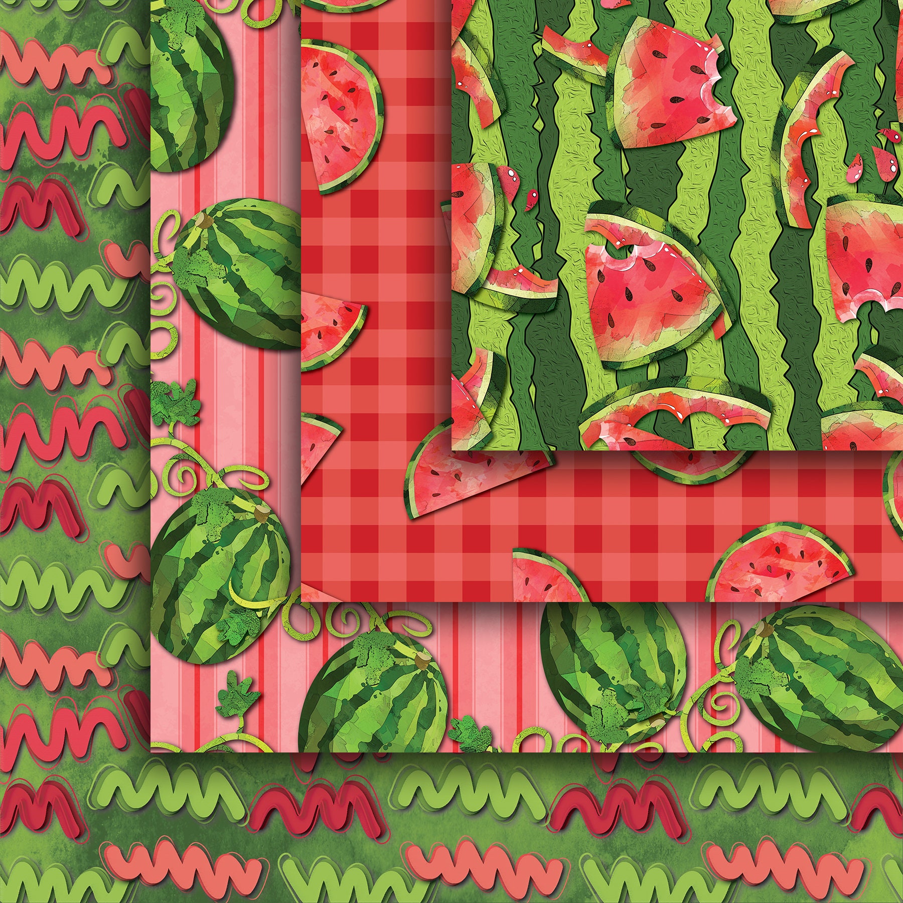 Watermelon Seamless Digital Paper Pack Fruit Digital Paper - Etsy