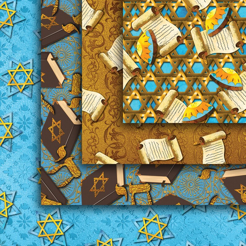 Hanukkah Seamless Digital Paper Pack Jewish Digital Paper - Etsy