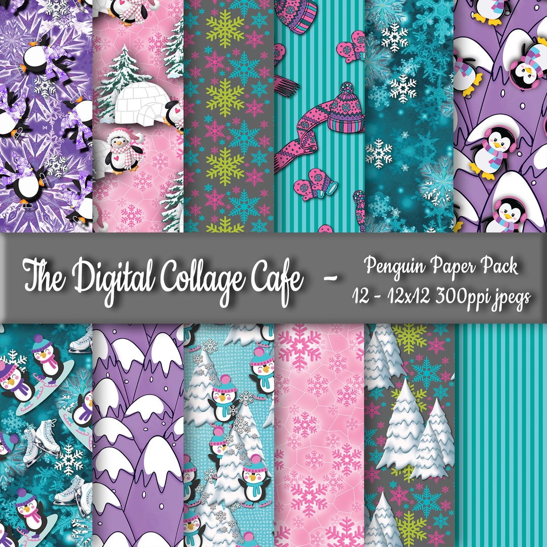 Penguin Seamless Digital Paper Pack, Winter Paper Pack, Penguin ...