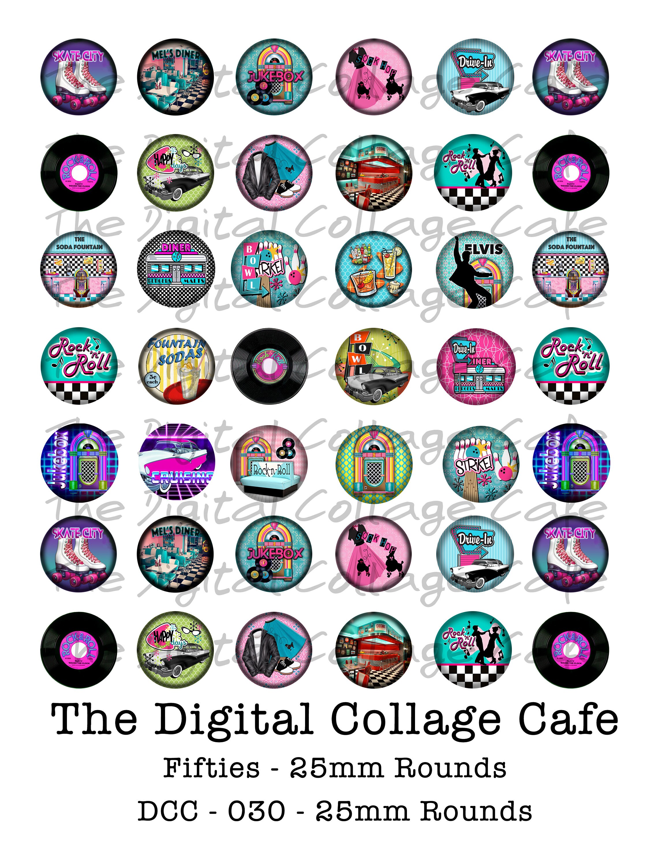 Fifties Digital Collage Sheet DCC030 Retro Collage Sock Hop - Etsy