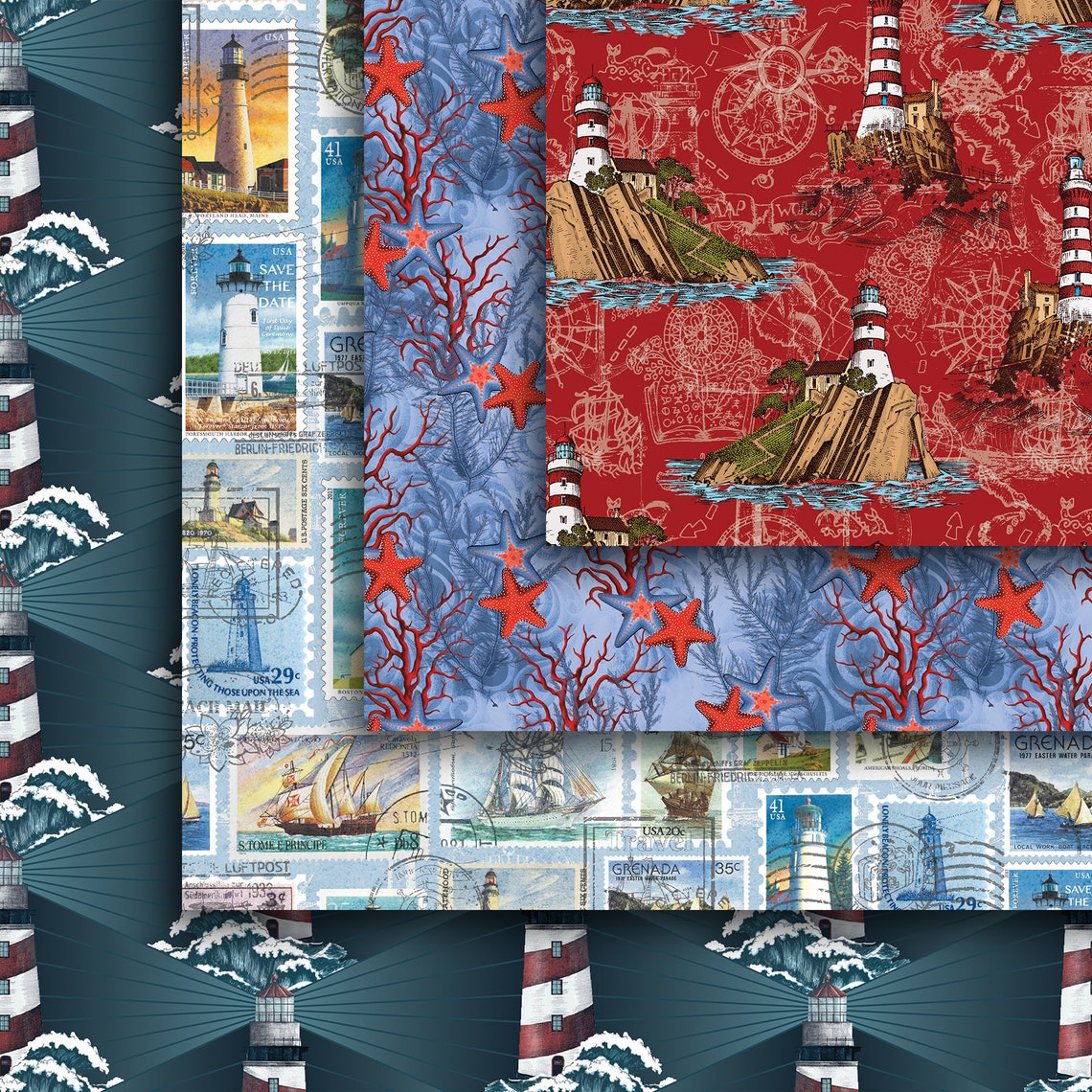 Nautical Seamless Digital Paper Pack Out at Sea Seamless - Etsy