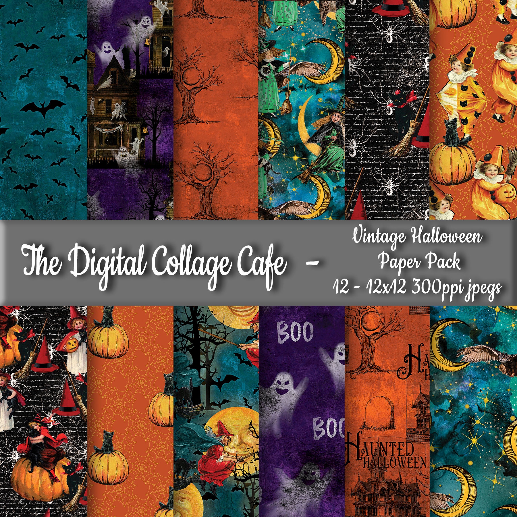 Vintage Halloween Seamless Digital Paper Pack, Halloween Digital ...