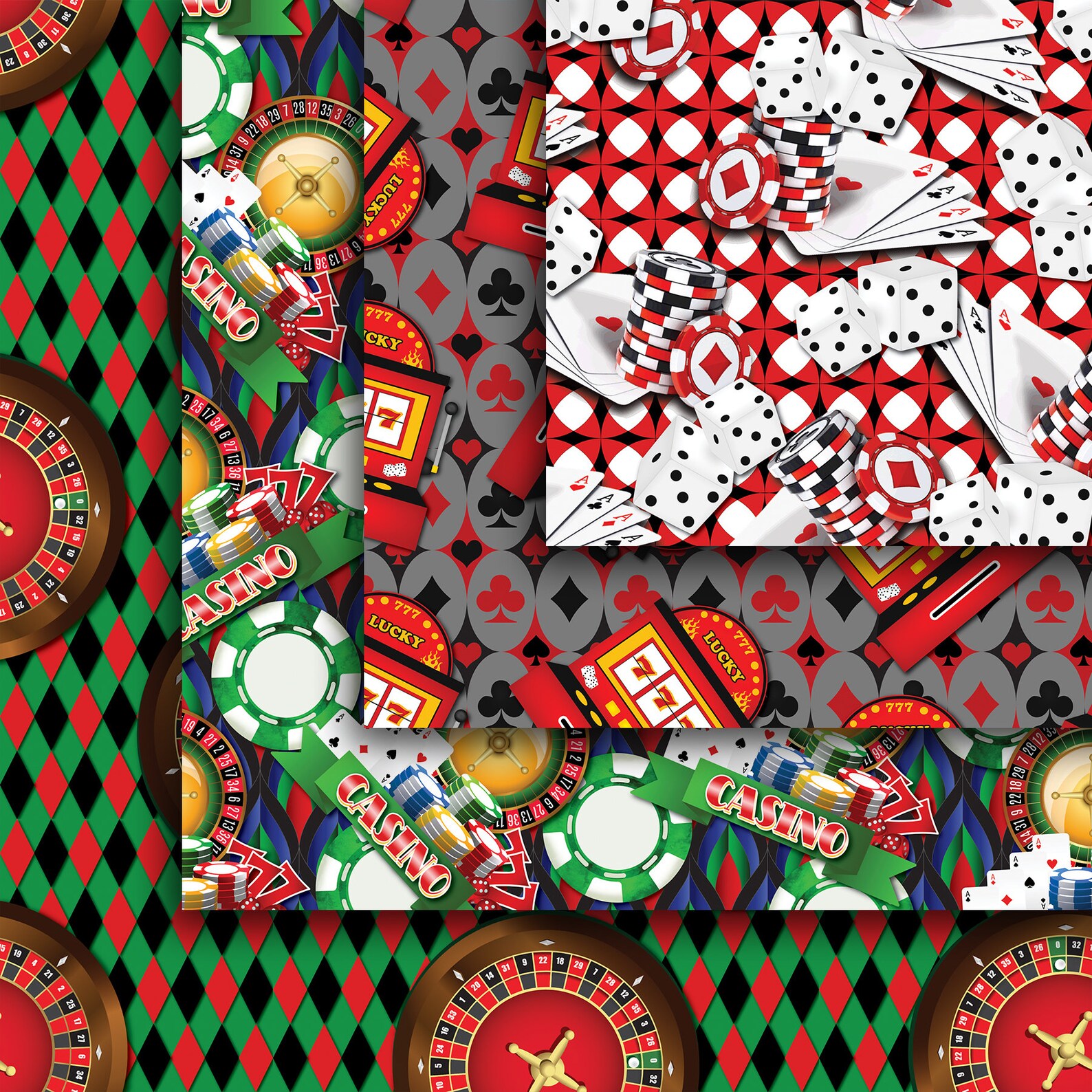 Gambling Seamless Digital Paper Pack, Casino Digital Paper, Poker ...