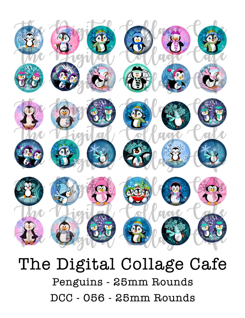 Penguin Digital Collage Sheet Winter Collage Snow Collage | Etsy