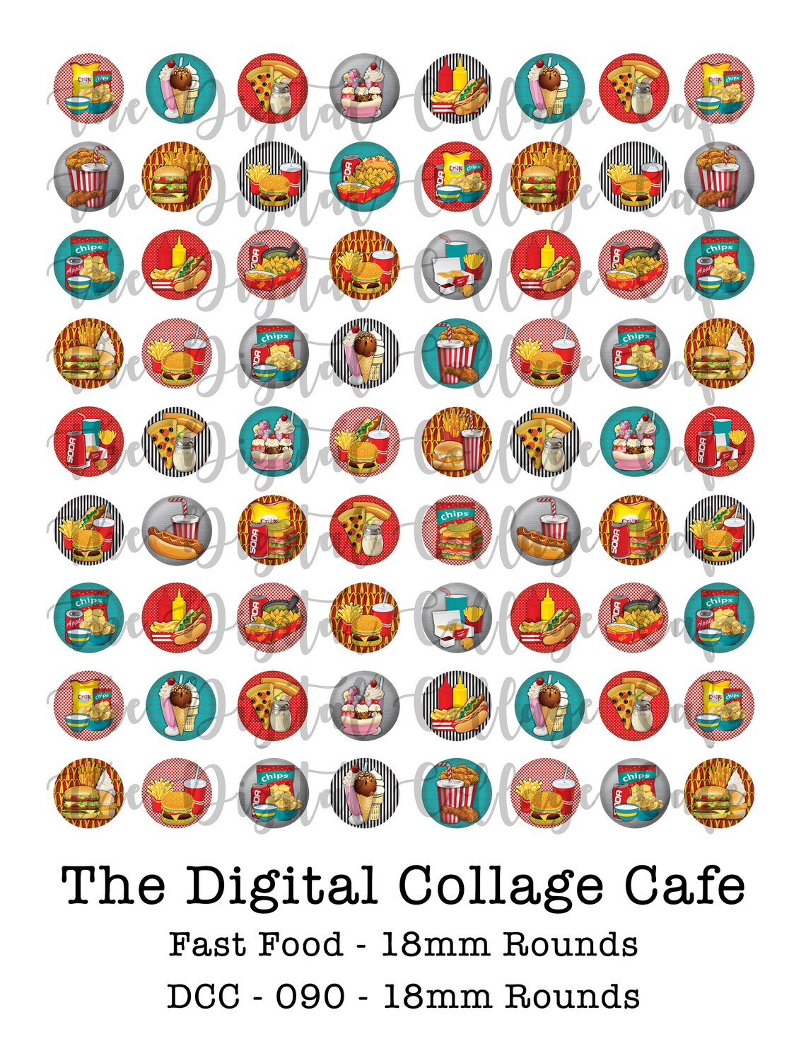 Fast Food Digital Collage Sheet Junk Food Collage Fries - Etsy