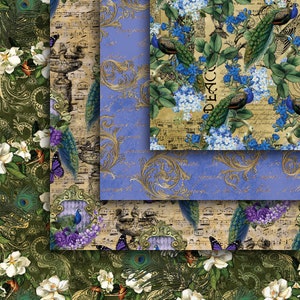 Peacocks 2 Seamless Digital Paper Pack, Peafowl Digital Pattern ...