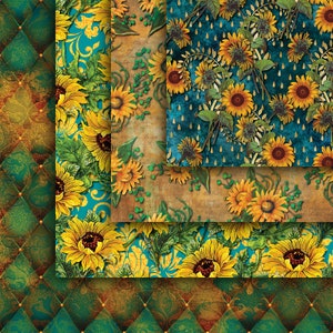 Sunflower Seamless Digital Paper Pack, Flower Seamless Digital Paper ...