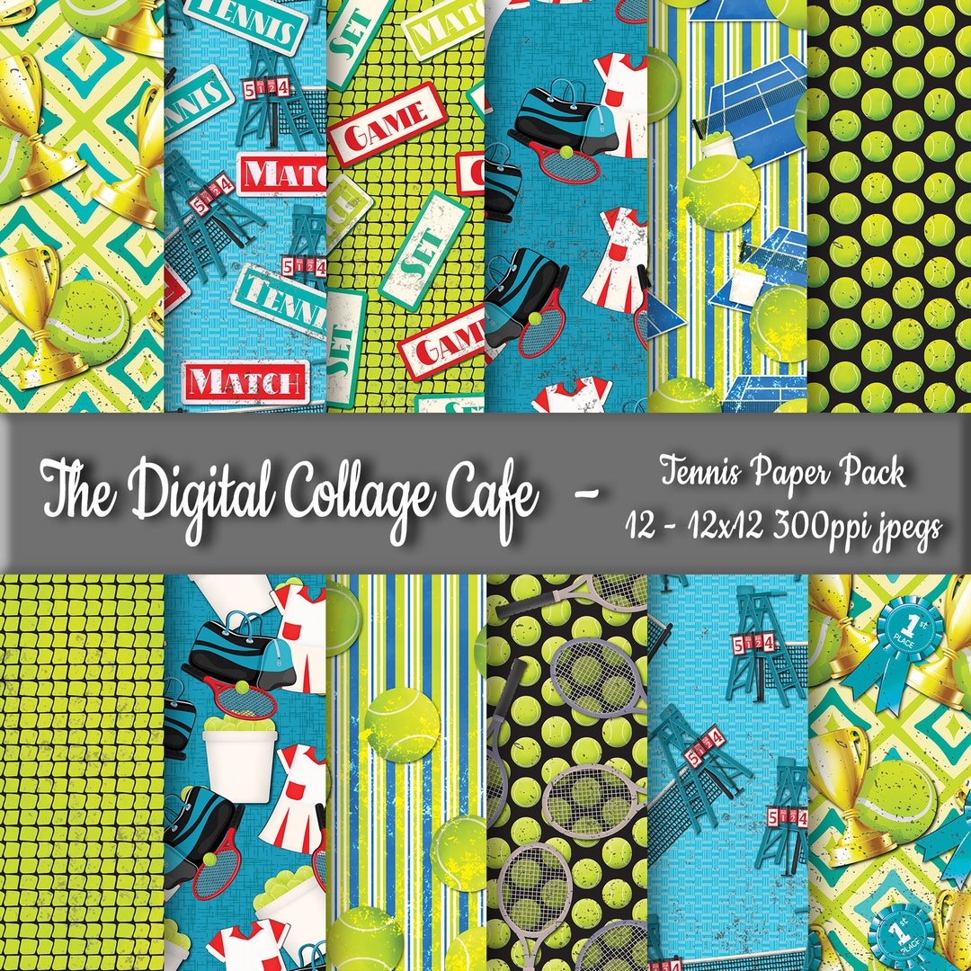 Tennis Seamless Digital Paper Pack, Tennis Ball Paper Pack, Tennis ...