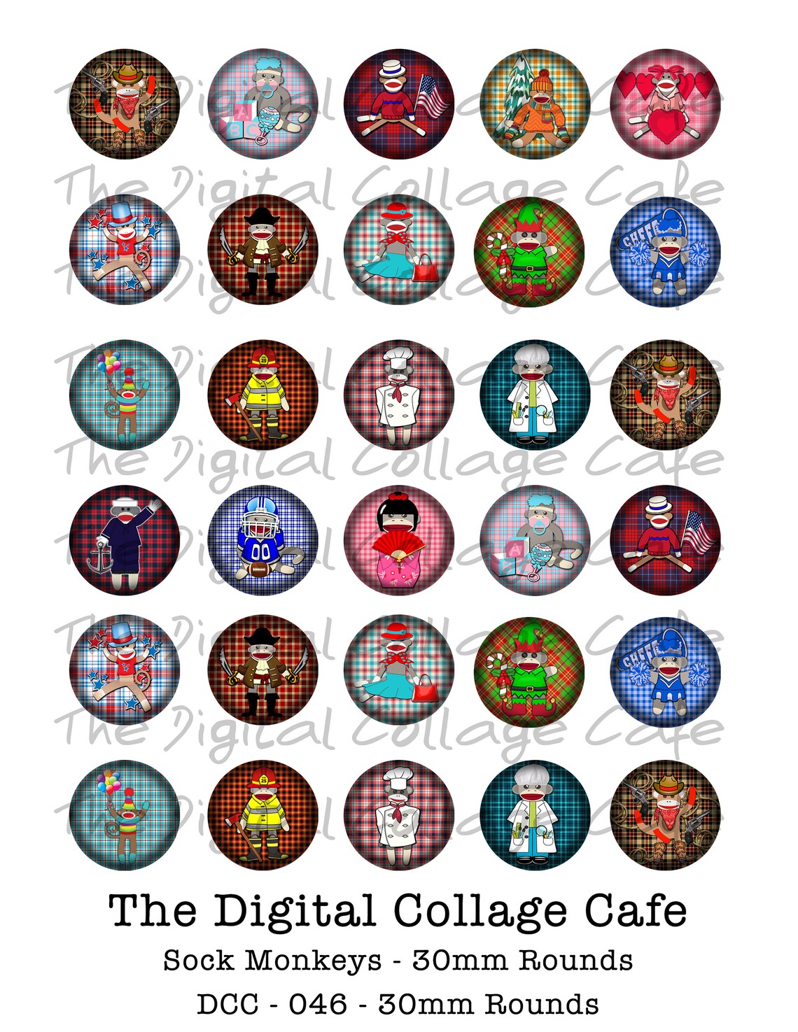 Sock Monkey Digital Collage Sheet Vintage Toy Digital - Etsy