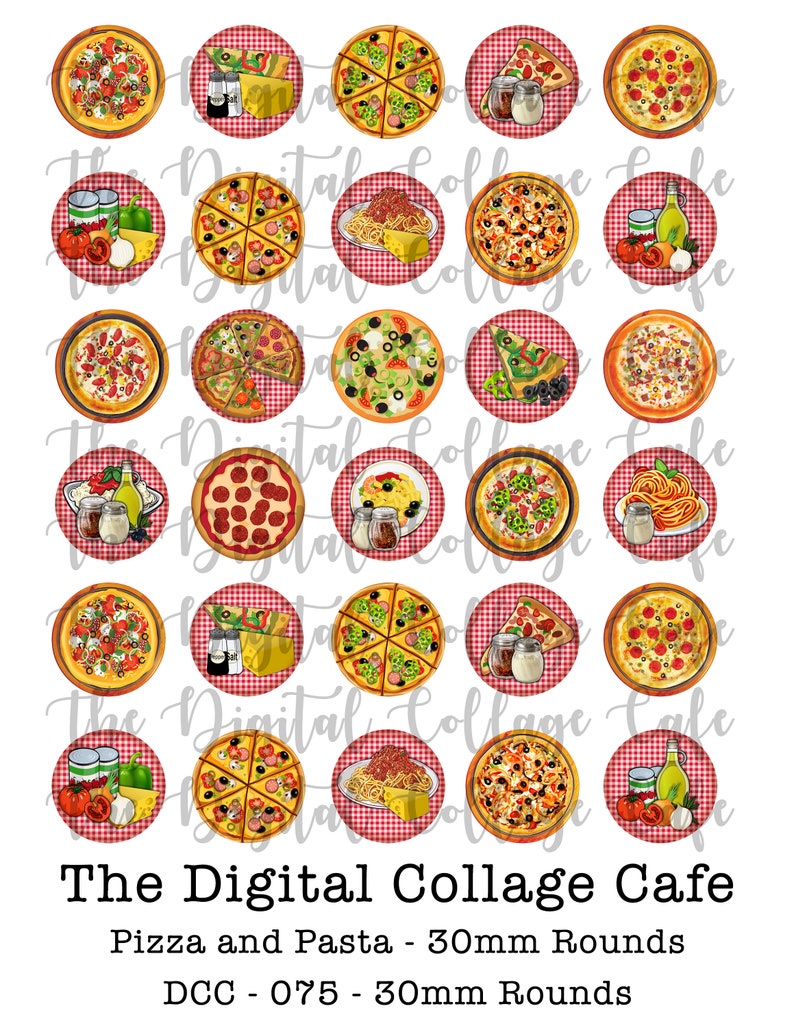 Pizza Digital Collage Sheet, Pasta Digital Collage, Italian Collage ...