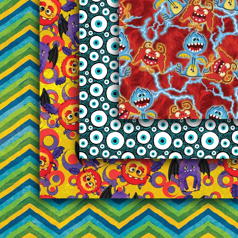 Monsters Seamless Digital Paper Pack Monster Digital Pattern | Etsy