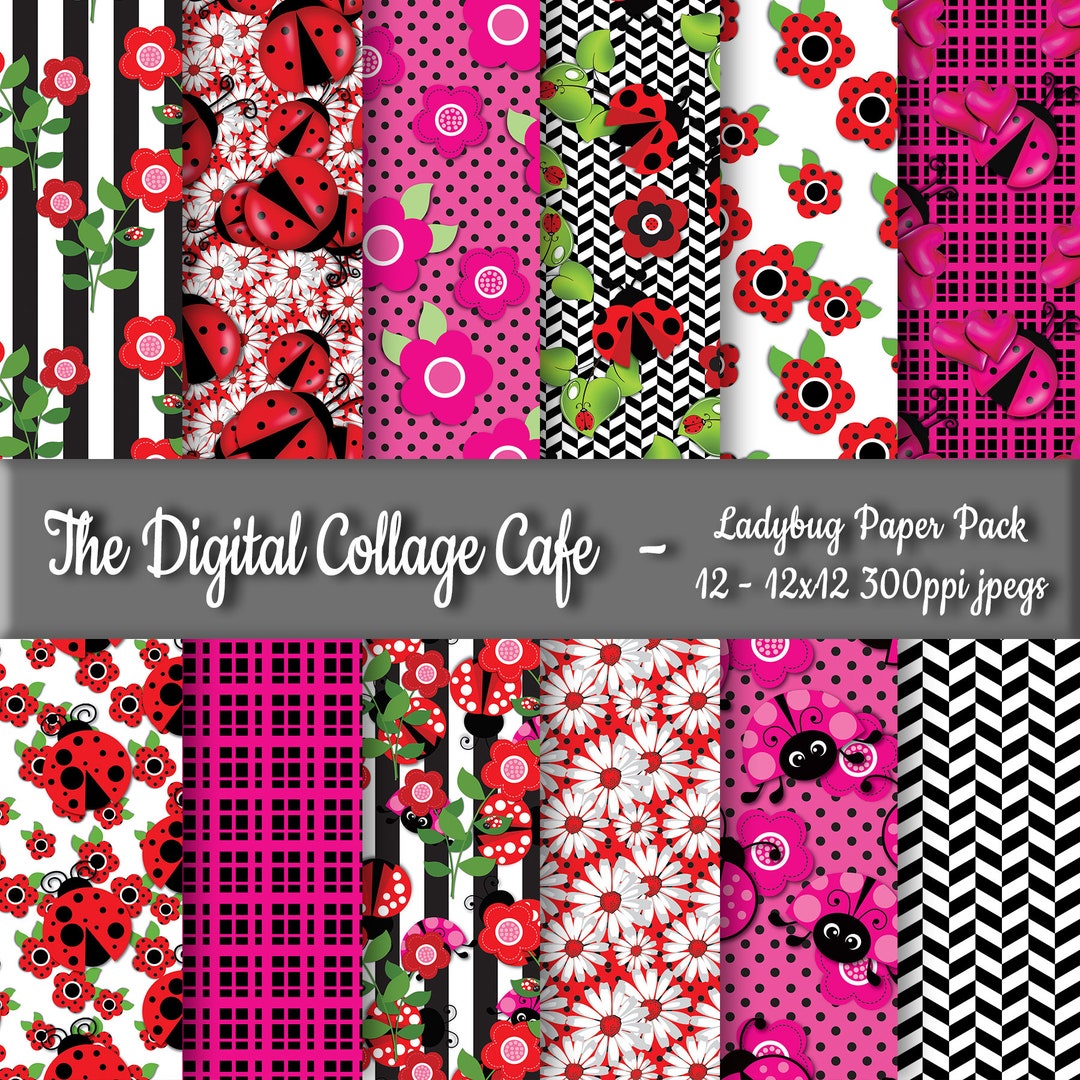 Ladybug Seamless Digital Paper Pack, June Bug Digital Paper Pack ...