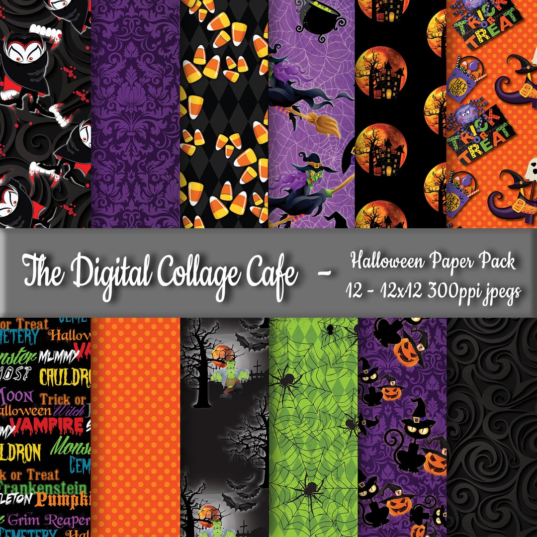 Halloween Seamless Digital Paper Pack, Pumpkin Paper Pack, Witch Paper ...