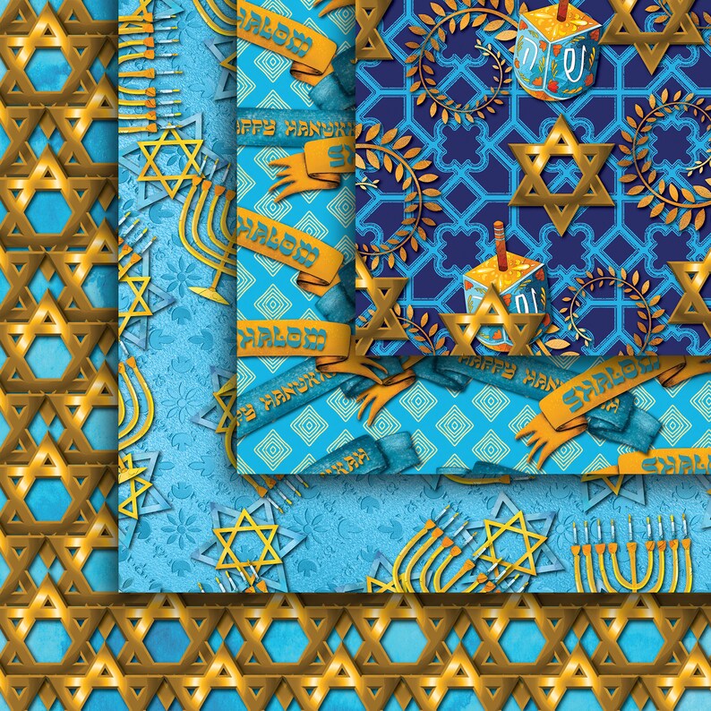 Hanukkah Seamless Digital Paper Pack Jewish Digital Paper - Etsy