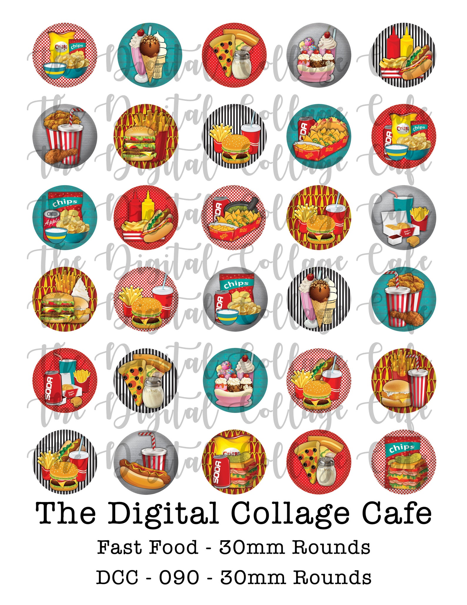 Fast Food Digital Collage Sheet Junk Food Collage Fries - Etsy