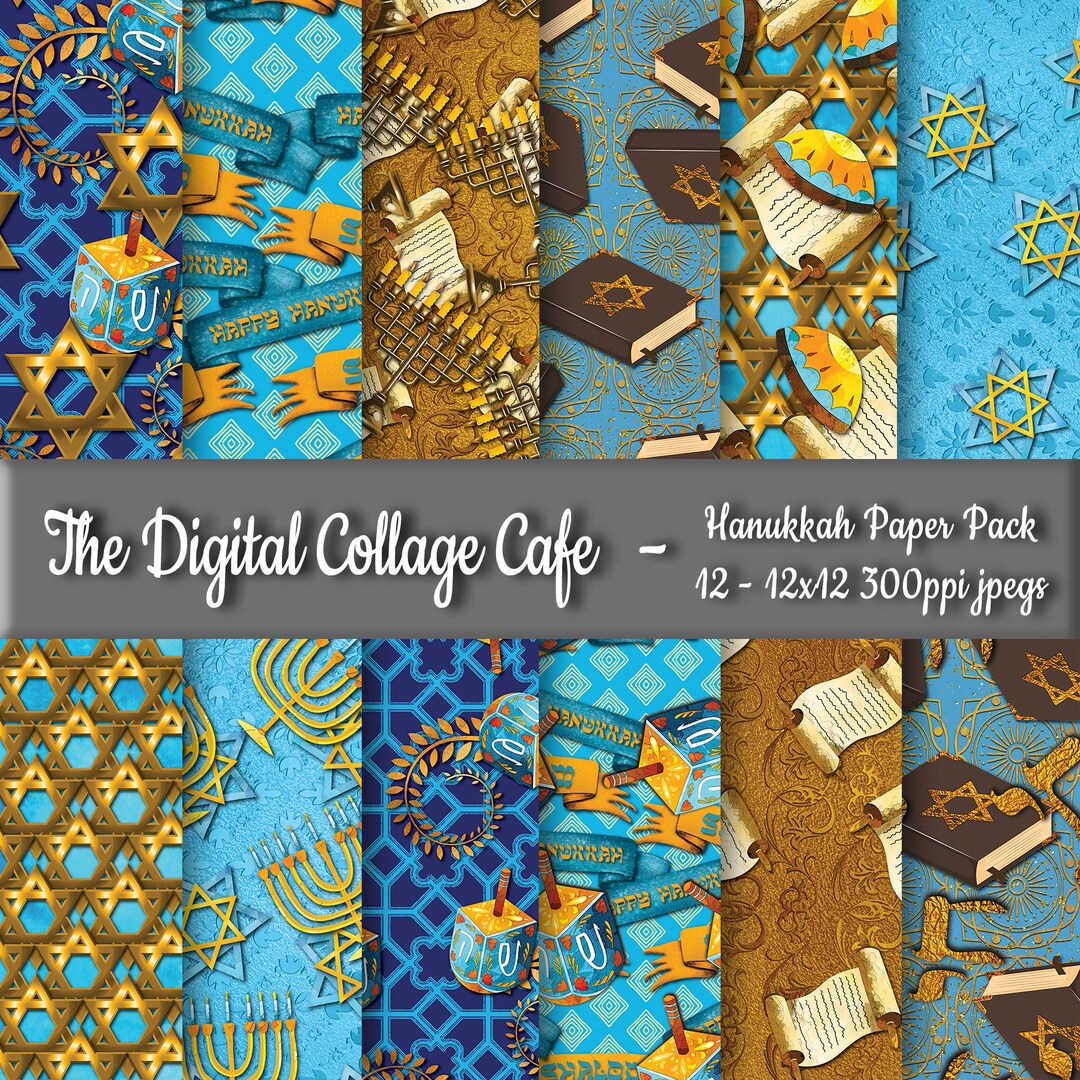 Hanukkah Seamless Digital Paper Pack, Jewish Digital Paper, Menorah ...