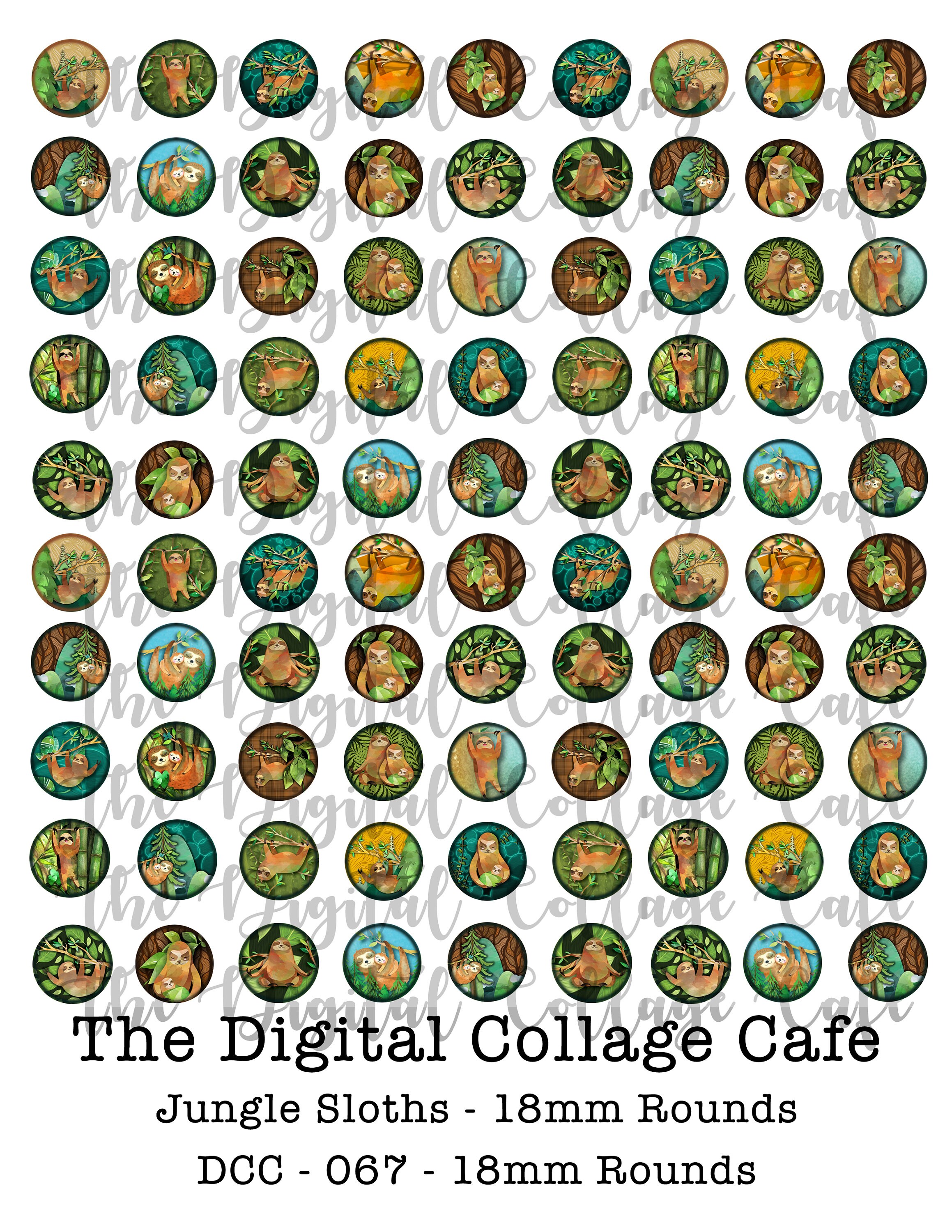 Sloths Digital Collage Sheet Jungle Sloths Collage Sheet - Etsy