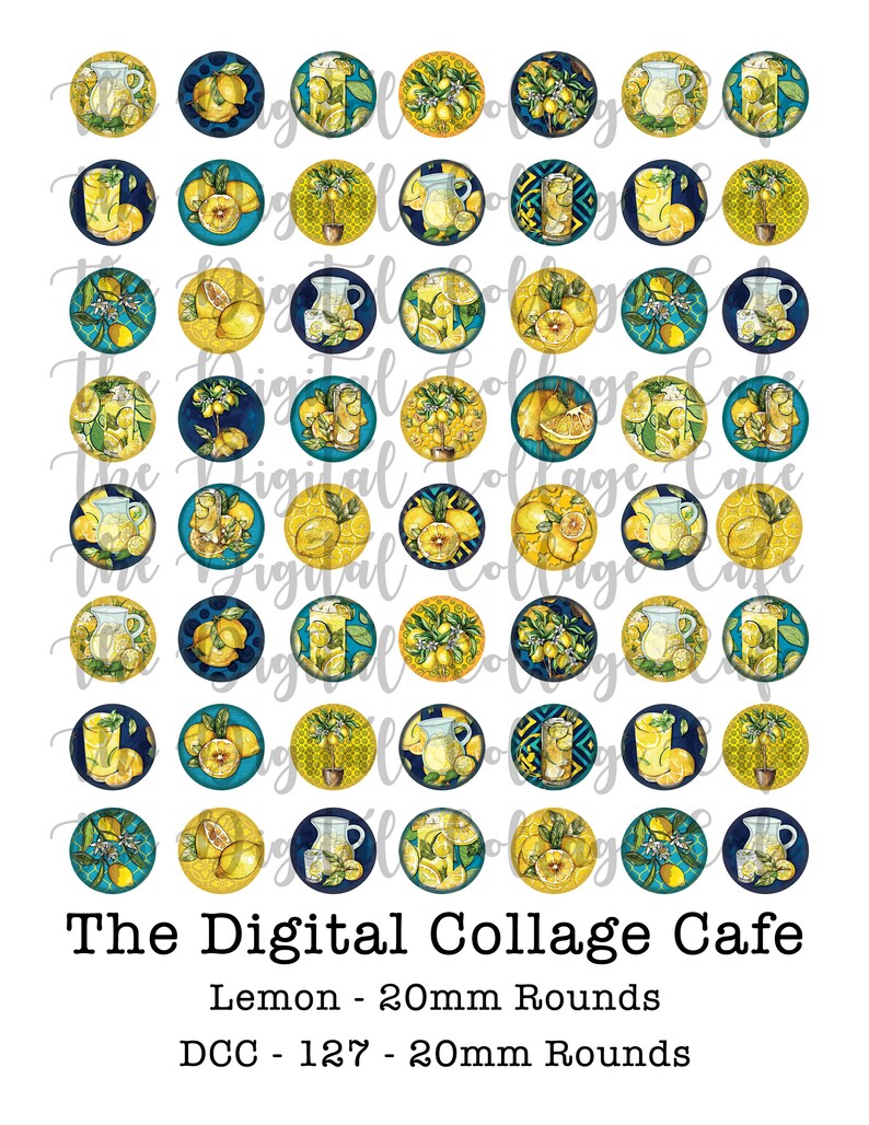 Lemon Digital Collage Sheet, Fruit Collage, Lemonade Collage - DCC127 ...
