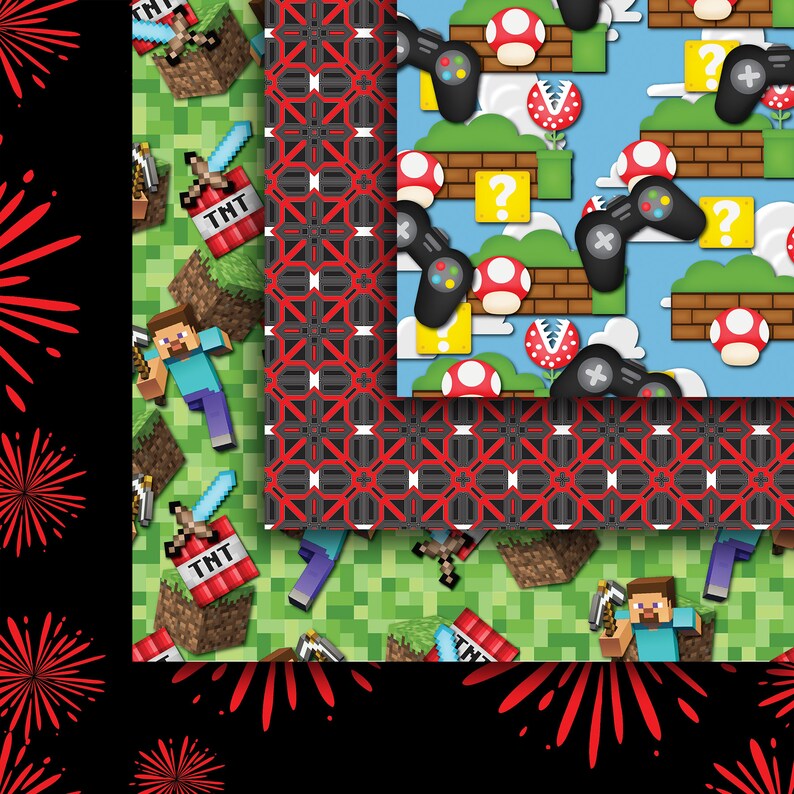 Jeux vidéo Pack papier numérique sans couture Gamer - Etsy Canada