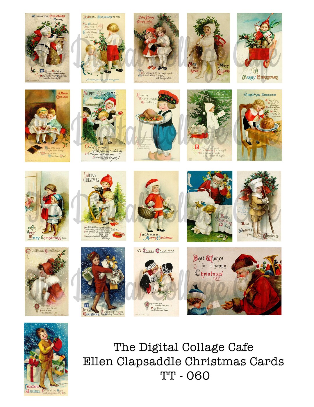 Ellen Clapsaddle Christmas Cards Digital Collage Sheet - TT - 060 ...