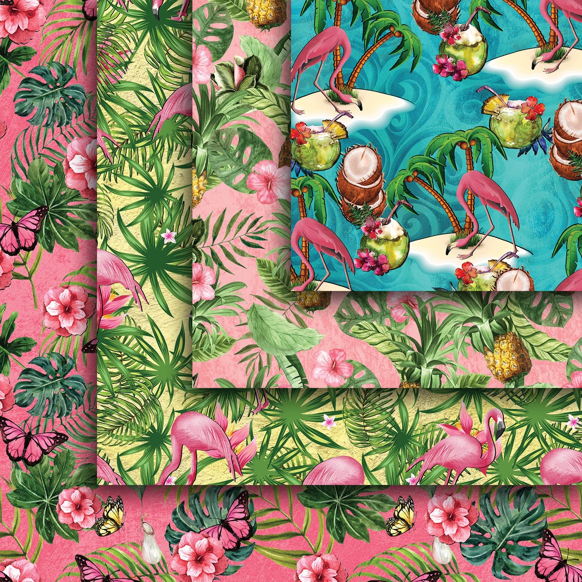 Flamingos 2 Seamless Digital Paper Pack, Flamingo Digital Pattern ...
