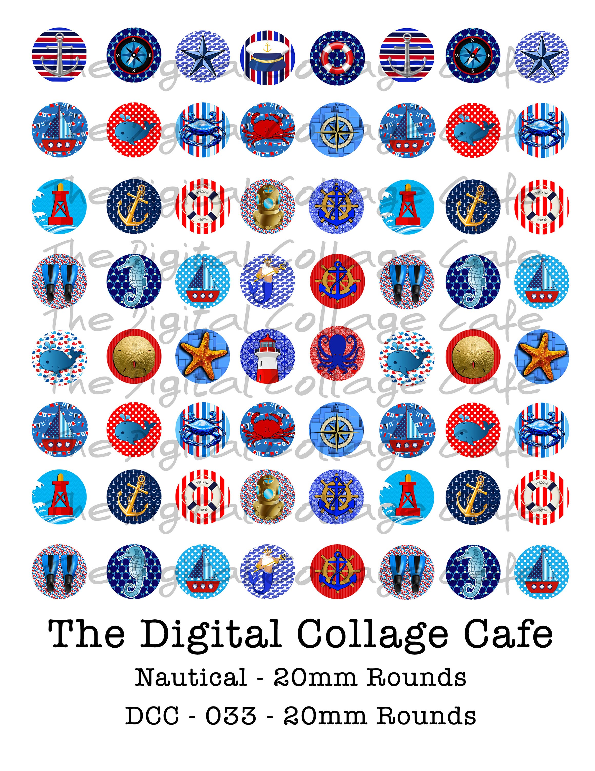 Nautical Digital Collage Sheet DCC033 - Sea Collage, Ocean Collage 18mm ...