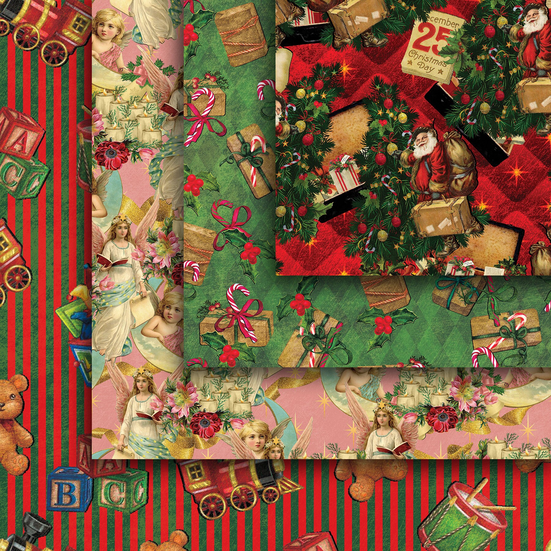 Vintage Christmas Seamless Digital Paper Pack Angel Christmas - Etsy