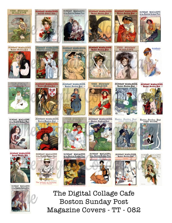 Boston Sunday Post Magazine Covers Digital Collage Sheet - Etsy