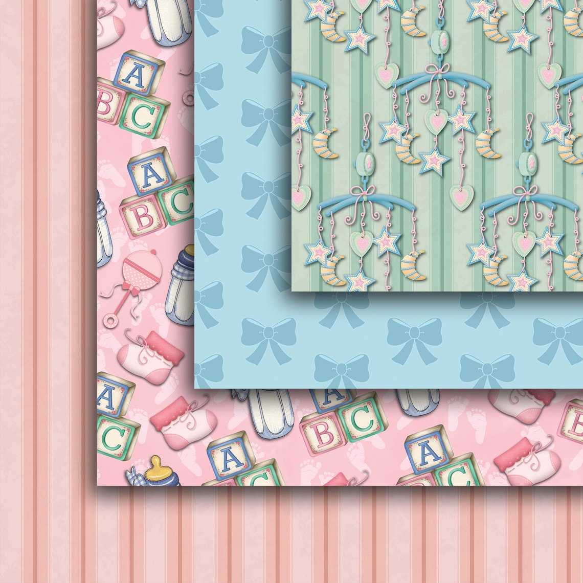 Baby Seamless Digital Paper Pack Baby Shower Scrapbook Paper - Etsy