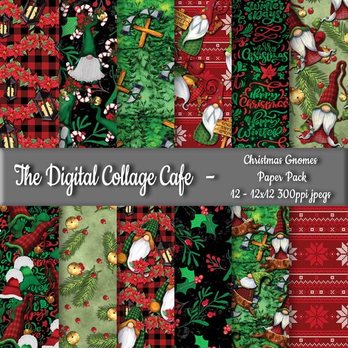 Christmas Gnomes Seamless Digital Paper Pack Gnome Digital - Etsy