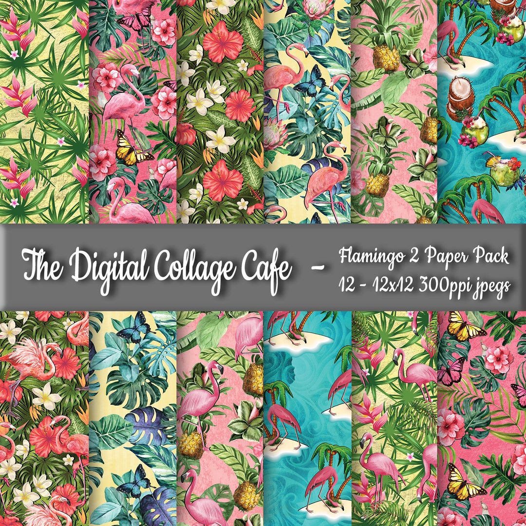 Flamingos 2 Seamless Digital Paper Pack, Flamingo Digital Pattern ...