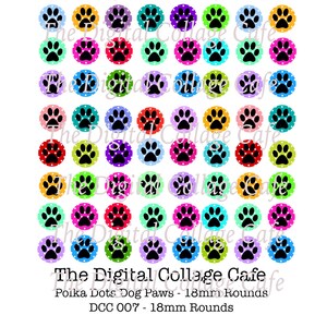 Polka Dot Dog Paws Digital Collage Sheet - Dog Digital Collage DCC007 ...