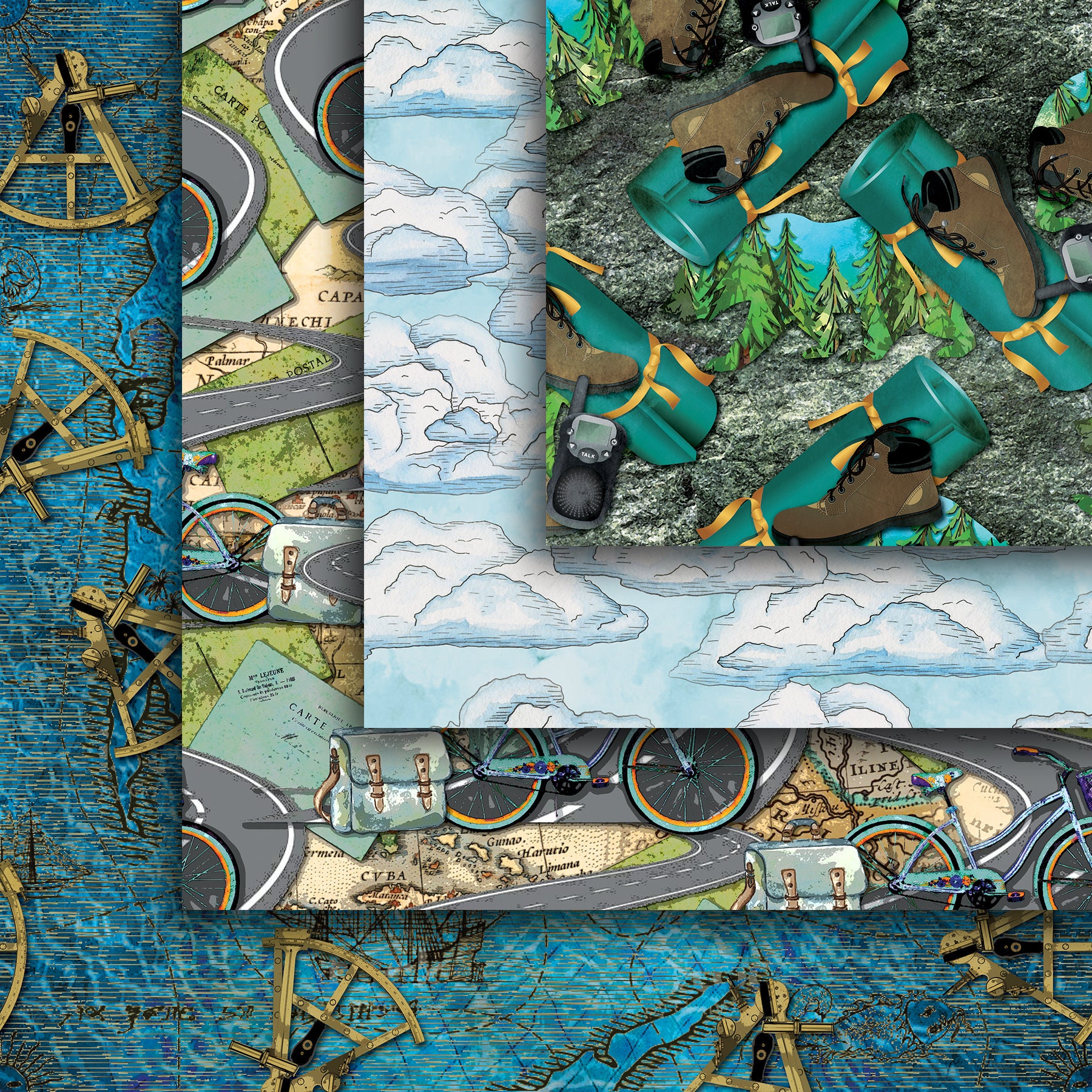 Travel Seamless Digital Paper Pack, Adventure Digital Paper, Wanderlust ...