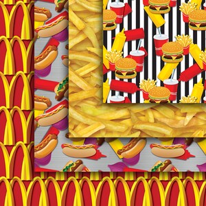 Fast Food Seamless Digital Paper Pack, Burger Digital Paper Pack, Junk ...