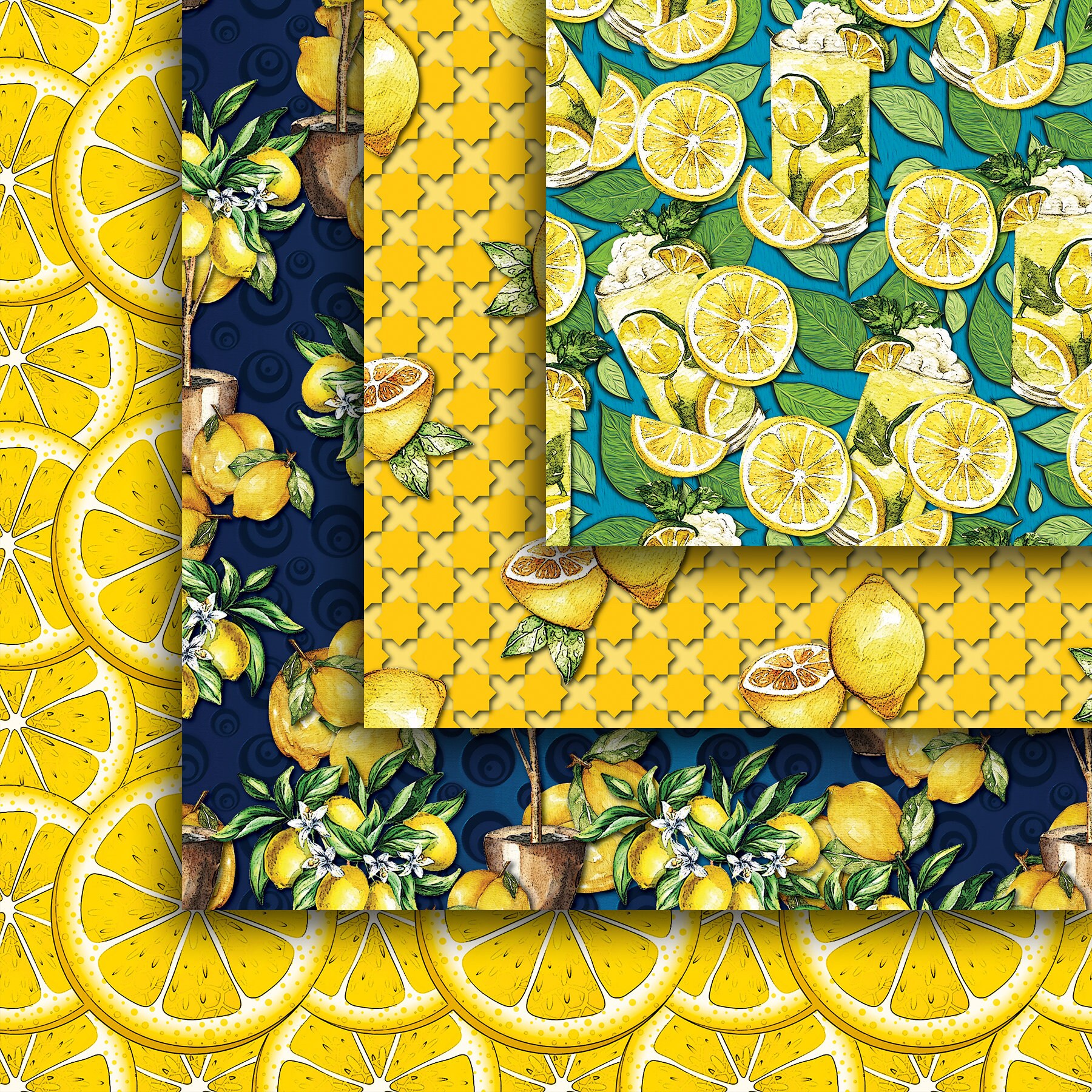 Lemon Seamless Digital Paper Pack, Lemonade Digital Paper, Lemonade ...